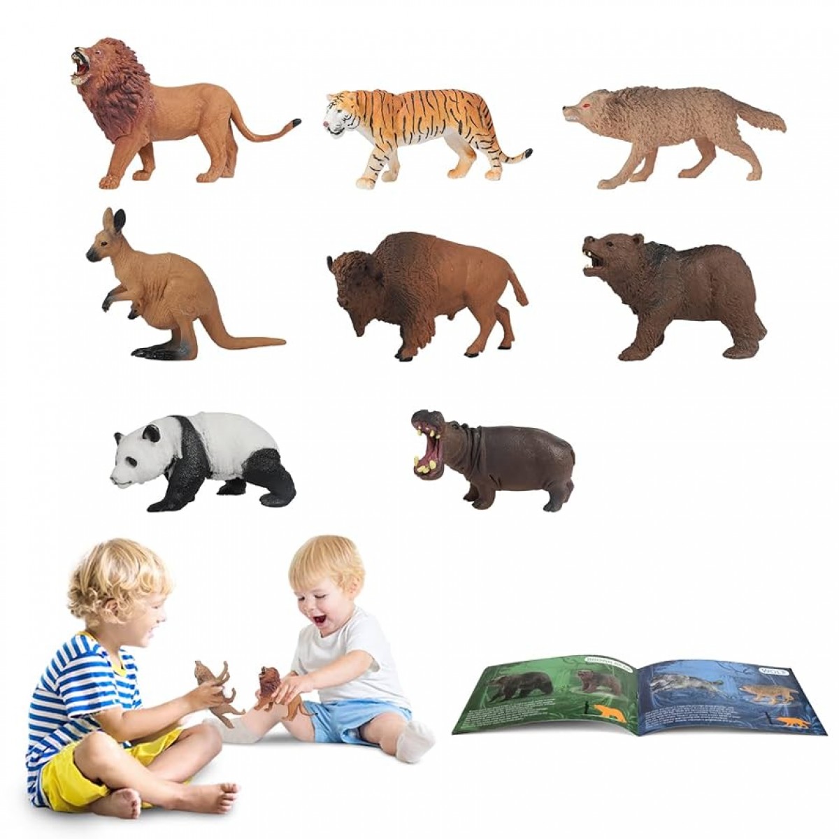 Wild Zoo Animals, 8", 12/Pk – Soft Vinyl Animal Figures for Pretend ...