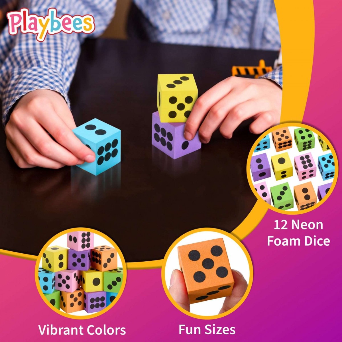 Jumbo Foam Dice – 1.5″, 12/Pk – Soft, Colorful Dice for Kids Crafts ...