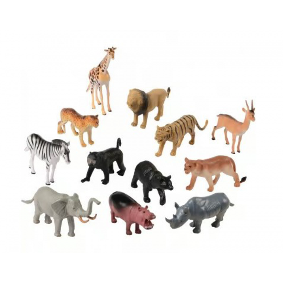 Wild Zoo Animals, 8", 12/Pk – Soft Vinyl Animal Figures for Pretend ...