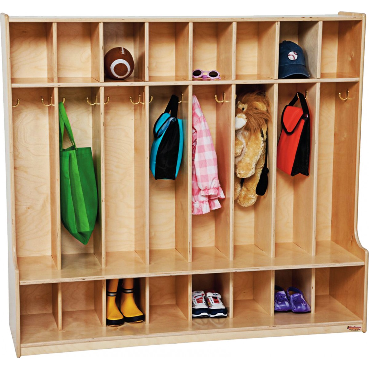 8 Section Seat Locker, WOOD DESIGN, - The Craft Shop, Inc.