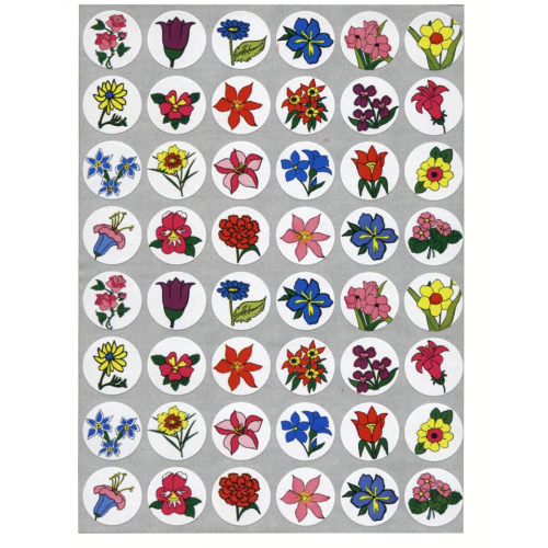 Round Circle Dot Sticker - Flowers - 10/Sheets - The Craft Shop, Inc.